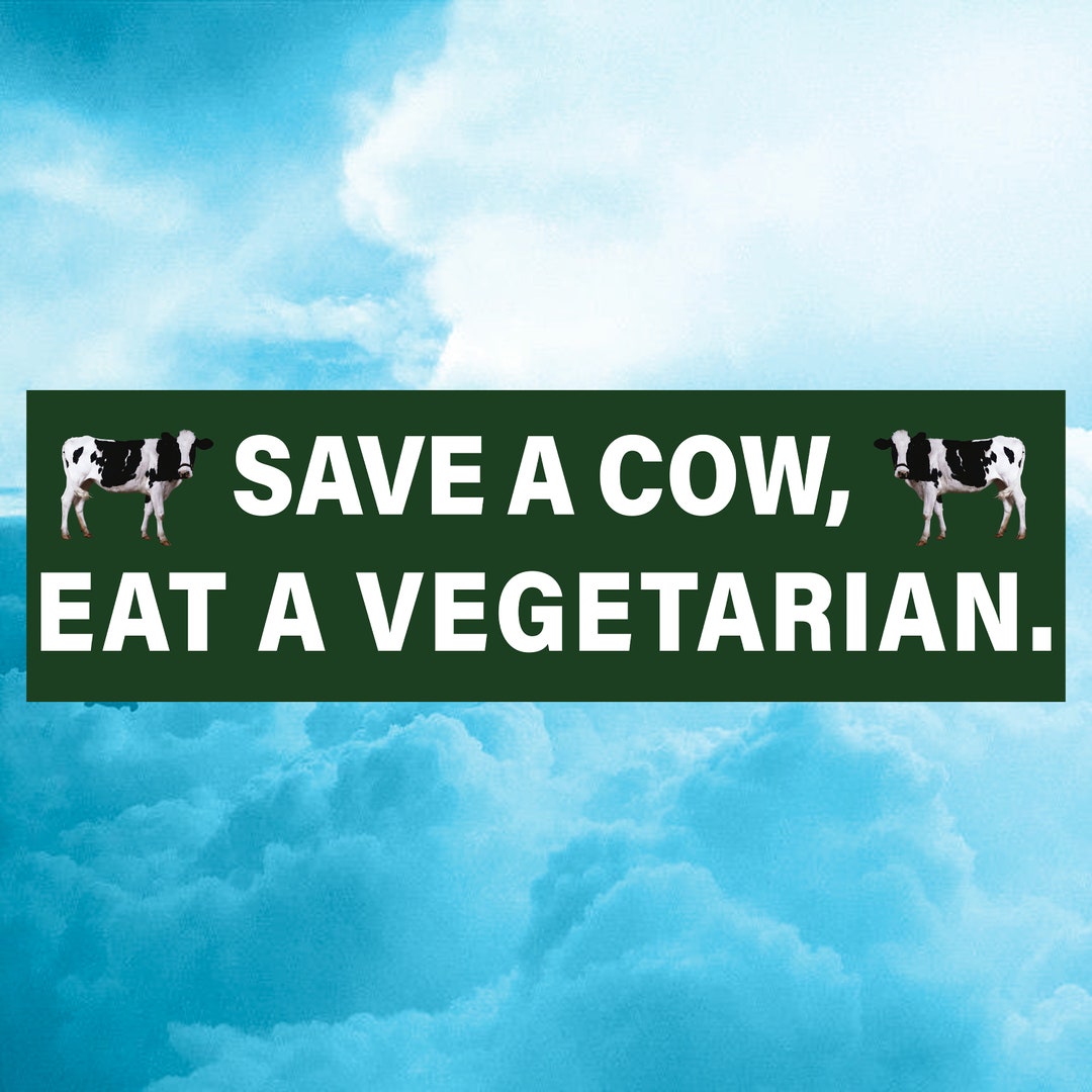Save A Cow, Eat A Vegetarian Funny Bumper Sticker - Etsy