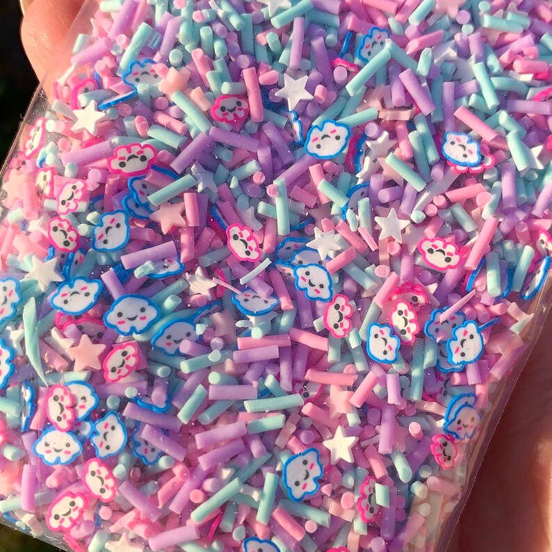 SQUIDSLIME Cotton Candy Kawaii Cloud Slime Sprinkles // Polymer Clay ...