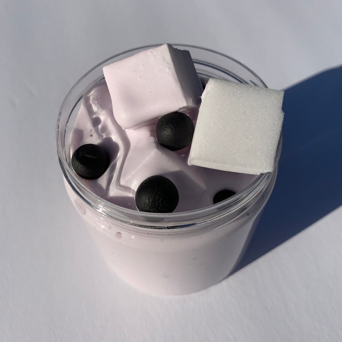 Taro milk bubble tea slime with clay or water bead boba and | Etsy