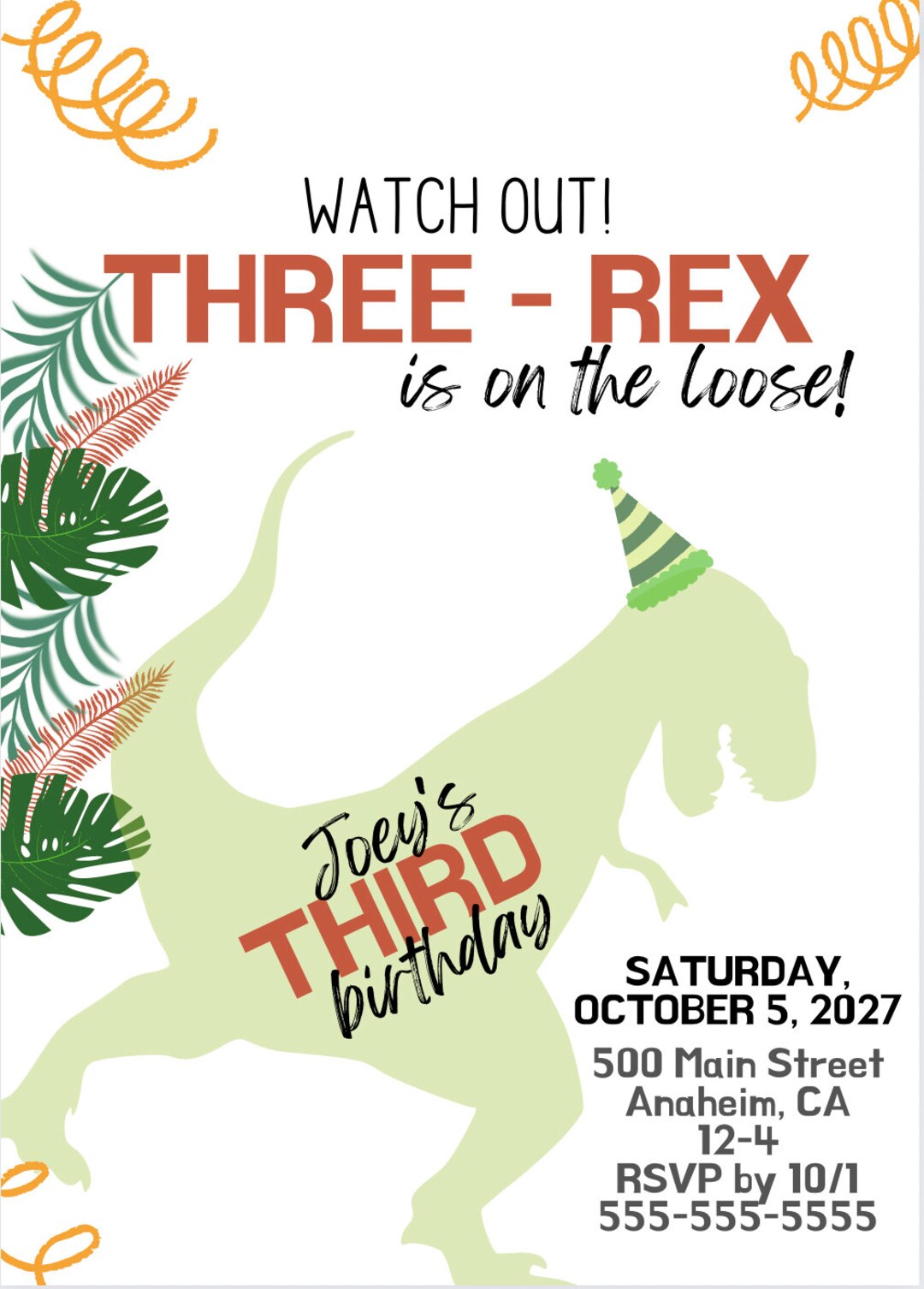 Three-rex Birthday Invitation - Etsy