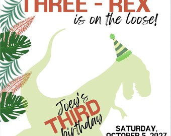 EDITABLE Dinosaur Birthday Invitation Three Rex Invitation - Etsy