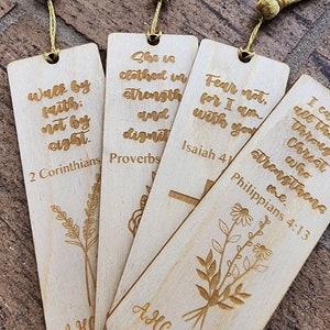 Engraved Wooden Bookmarks, Scriptures, Set of 4, Bookmarks, Engraved ...