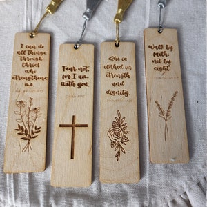 Engraved Wooden Bookmarks, Scriptures, Set of 4, Bookmarks, Engraved ...