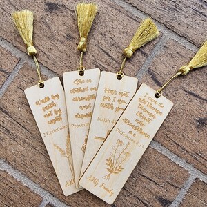 Engraved Wooden Bookmarks, Scriptures, Set of 4, Bookmarks, Engraved ...