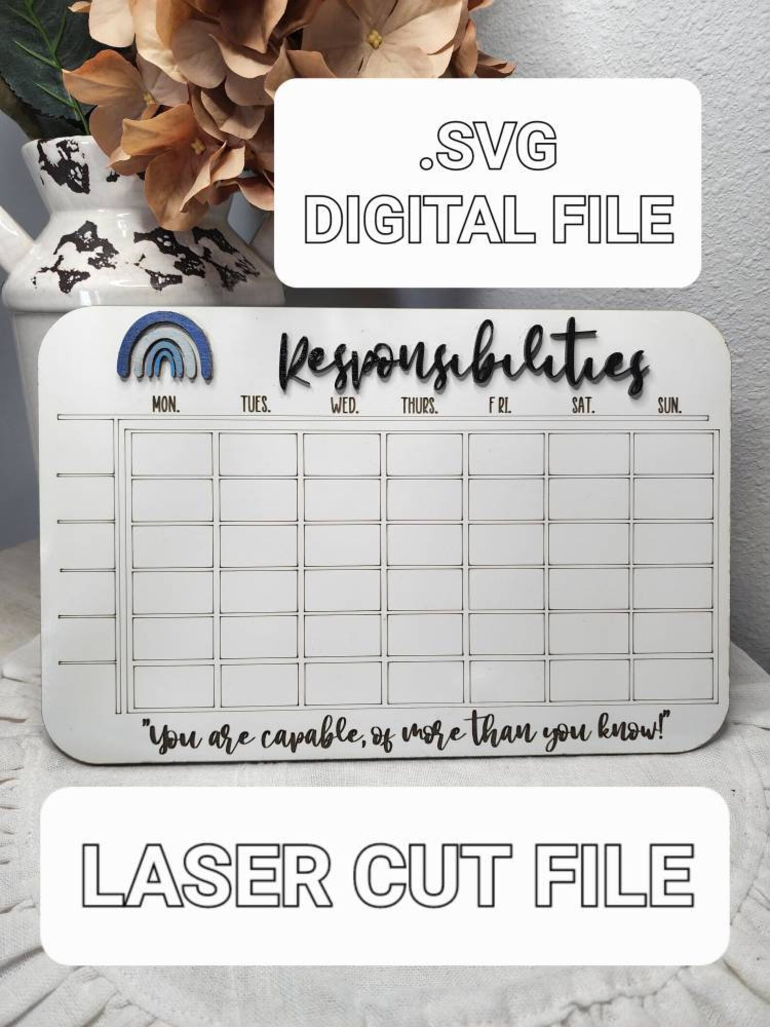 Laser SVG File, Chore Chart, Lightburn Compatible, Laser Files, SVG ...