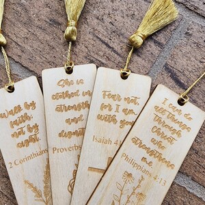 Engraved Wooden Bookmarks, Scriptures, Set of 4, Bookmarks, Engraved ...
