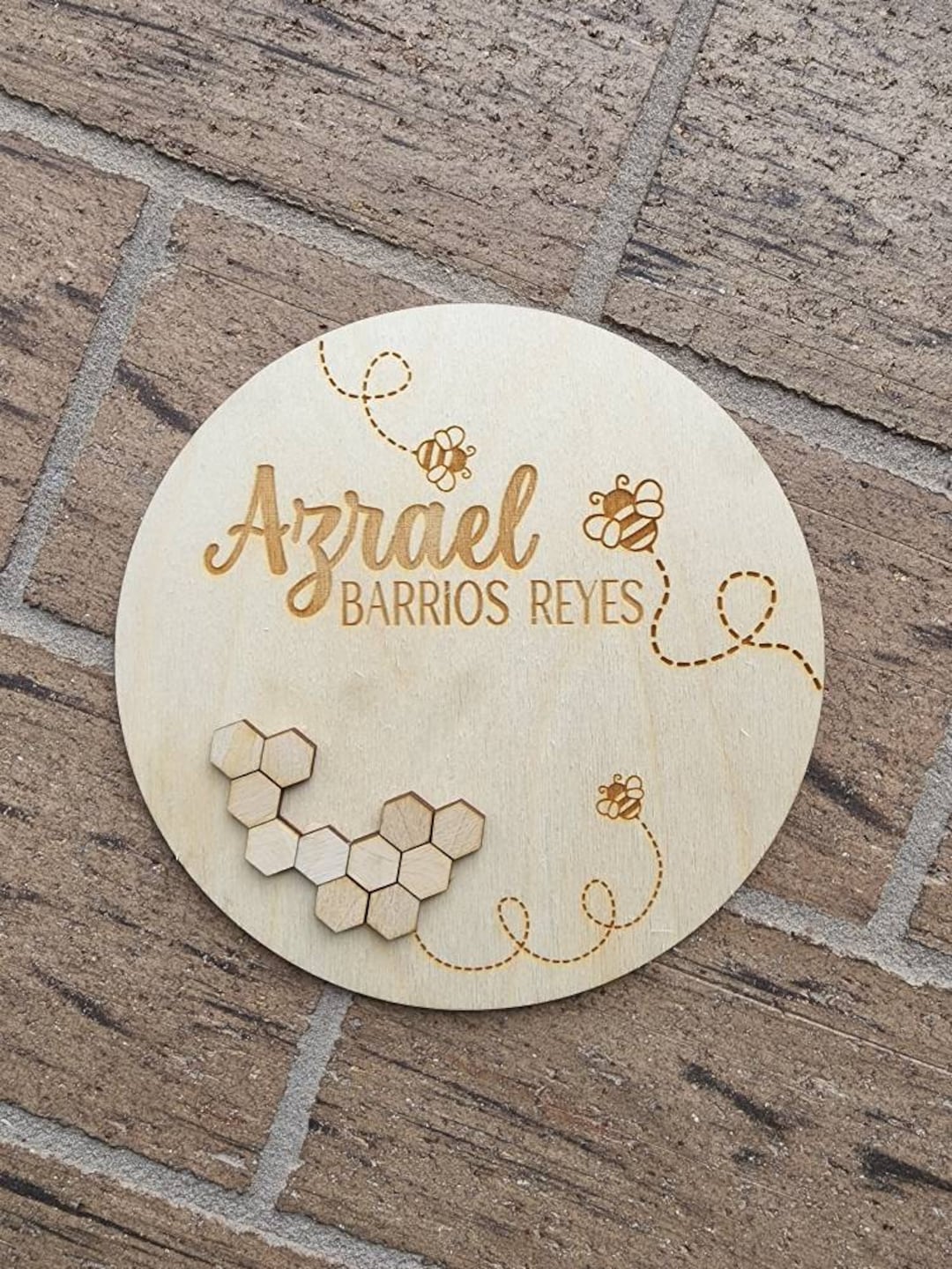 Bee Baby Name Sign, Newborn Announcement, Wooden Engraved, Personalized ...