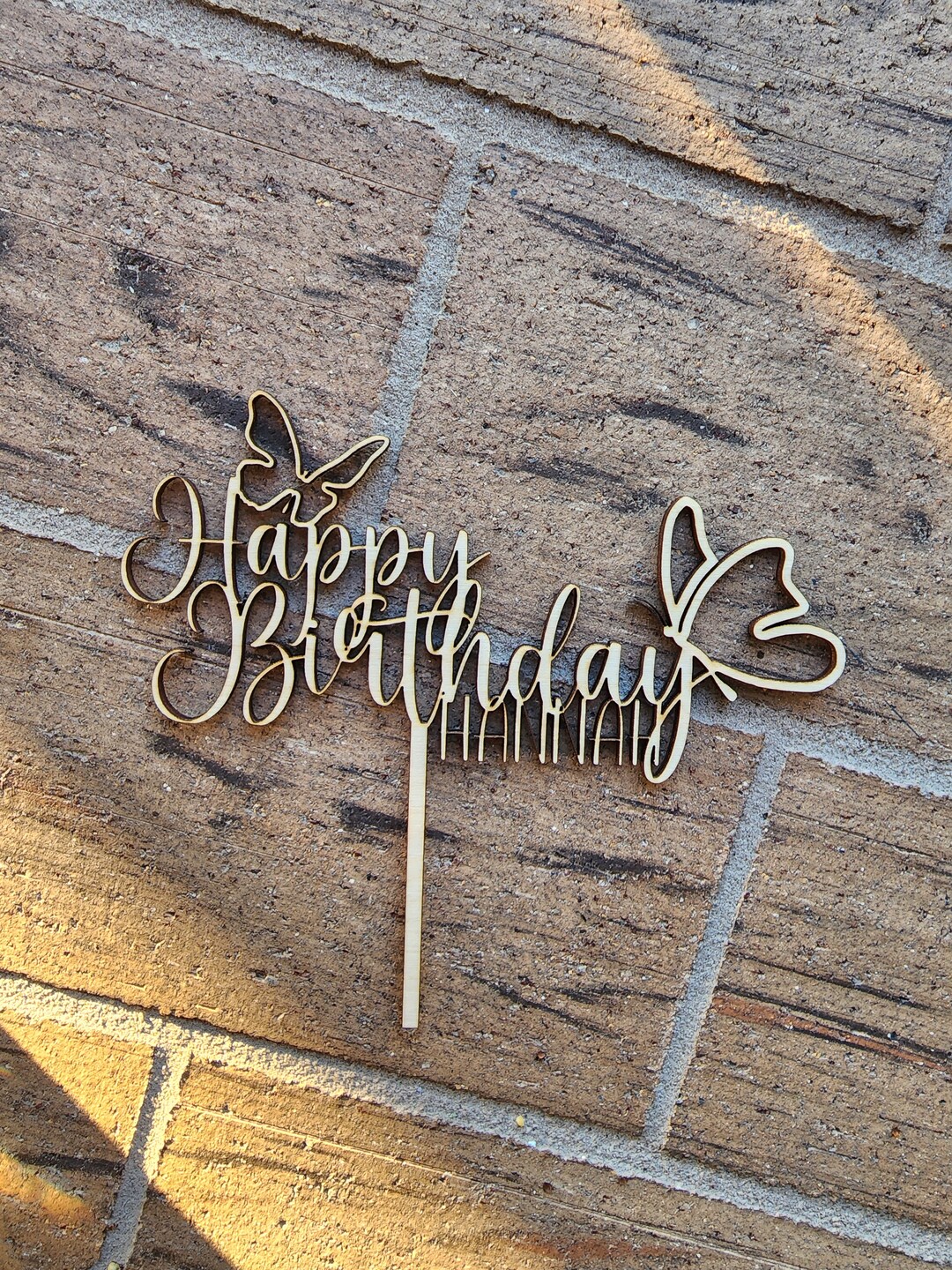Personalized Cake Topper, Floral Pick, Plant Pick, Custom Happy ...