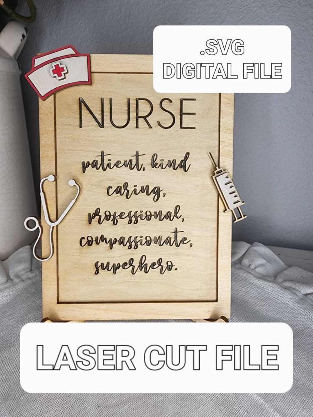 Laser Cut File, Lightburn, SVG, Engrave, Cut File, Nurse Week, Nurse ...