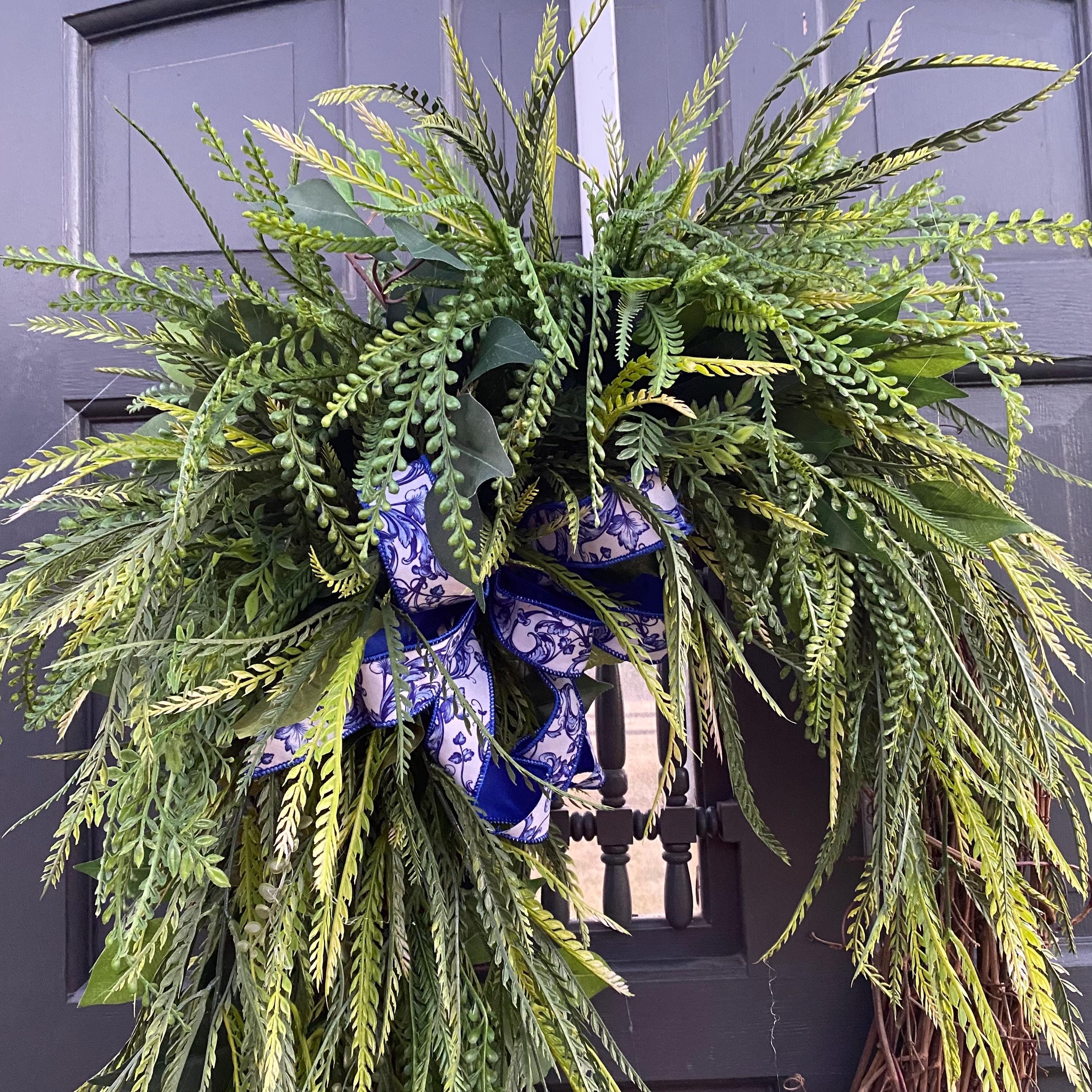 Beaded Grass and Ficus Grapevine Wreath - Etsy