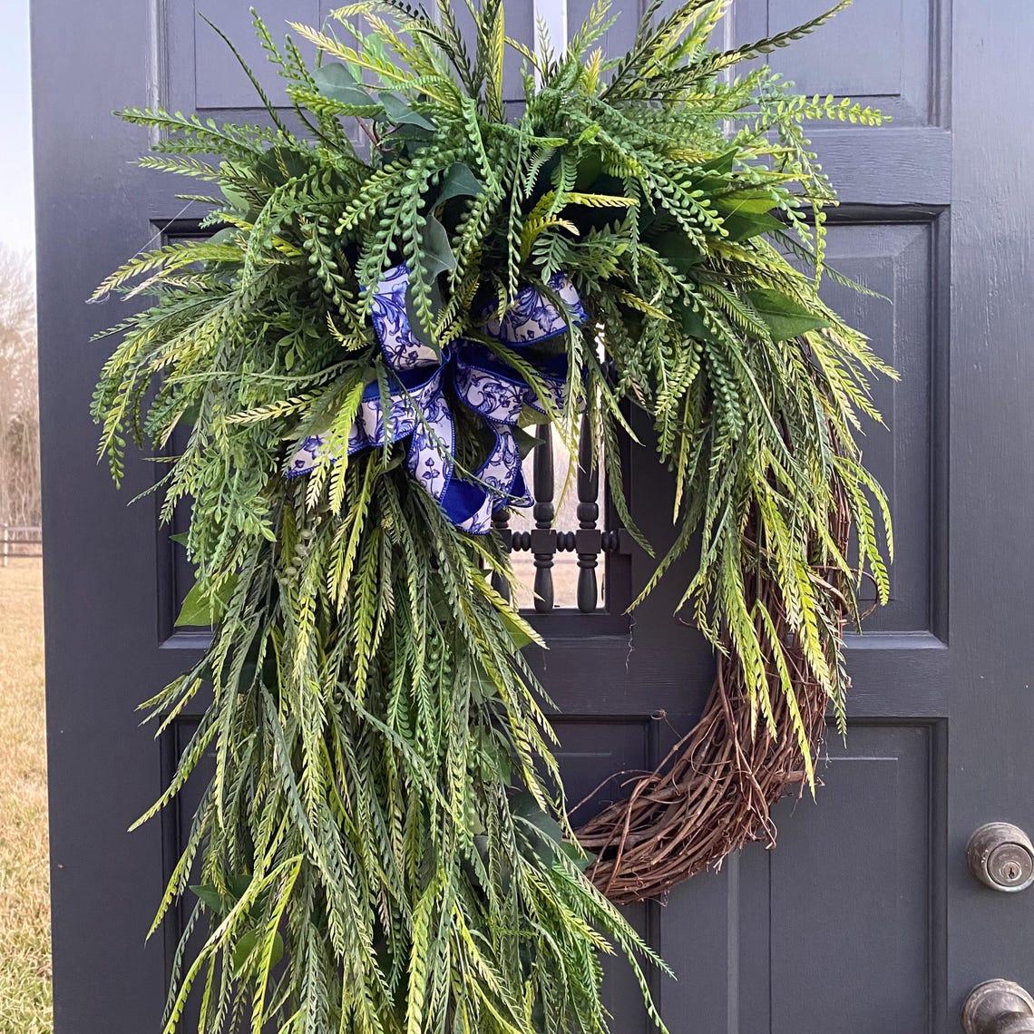 Beaded Grass and Ficus Grapevine Wreath - Etsy