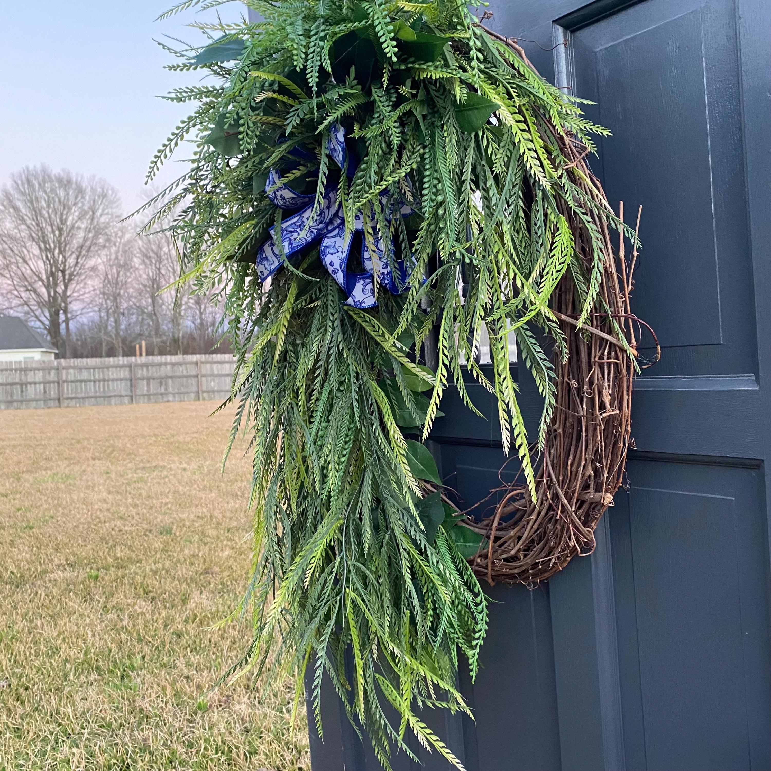 Beaded Grass and Ficus Grapevine Wreath - Etsy