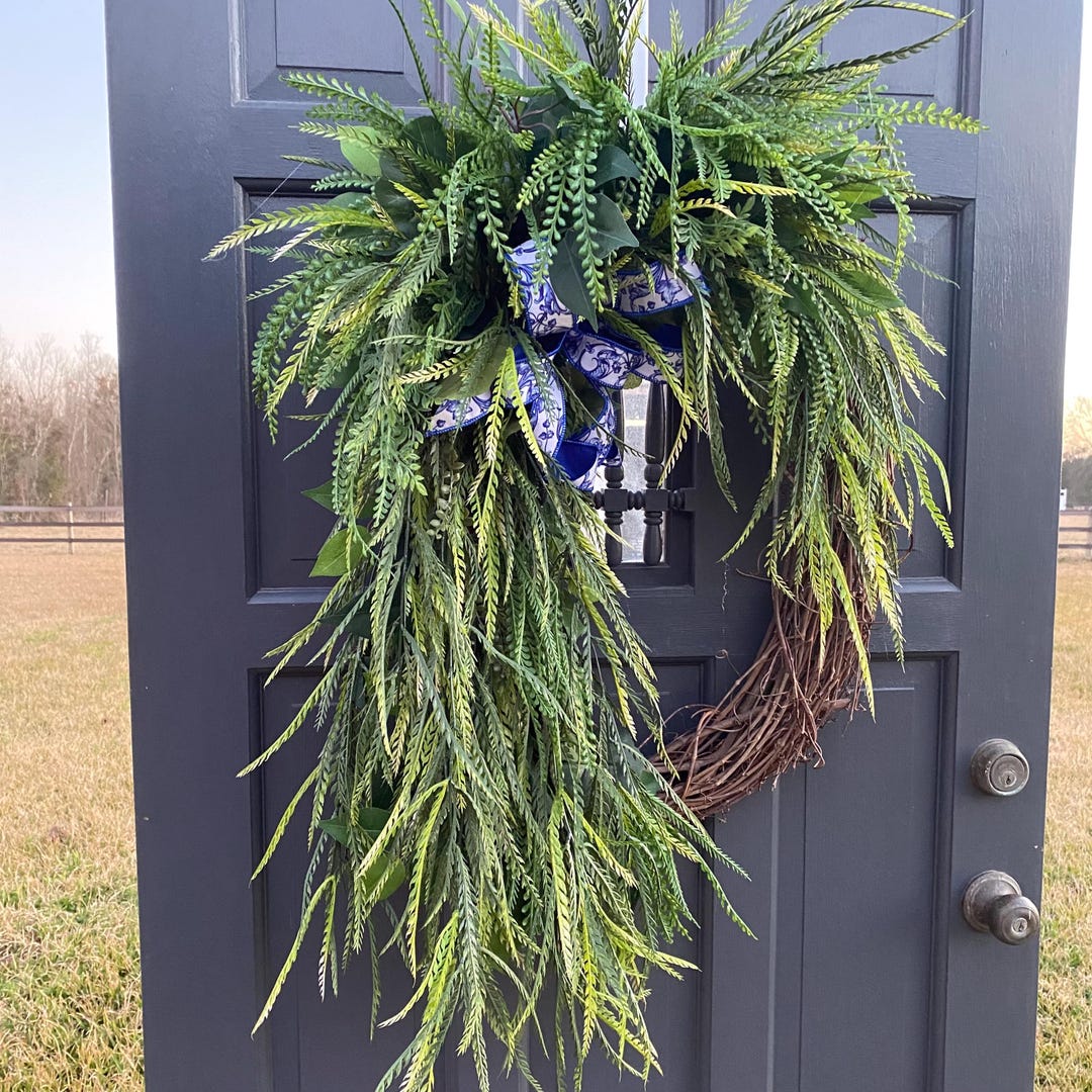 Beaded Grass and Ficus Grapevine Wreath - Etsy