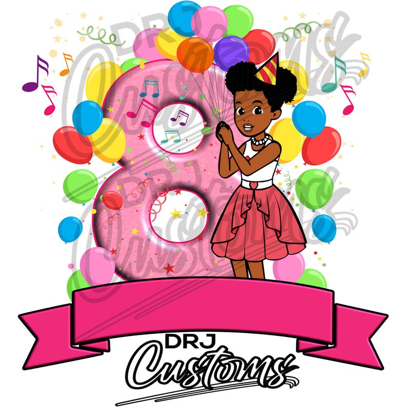 8th Birthday Gracie Digital PNG Transparent Background 300 Dpi - Etsy