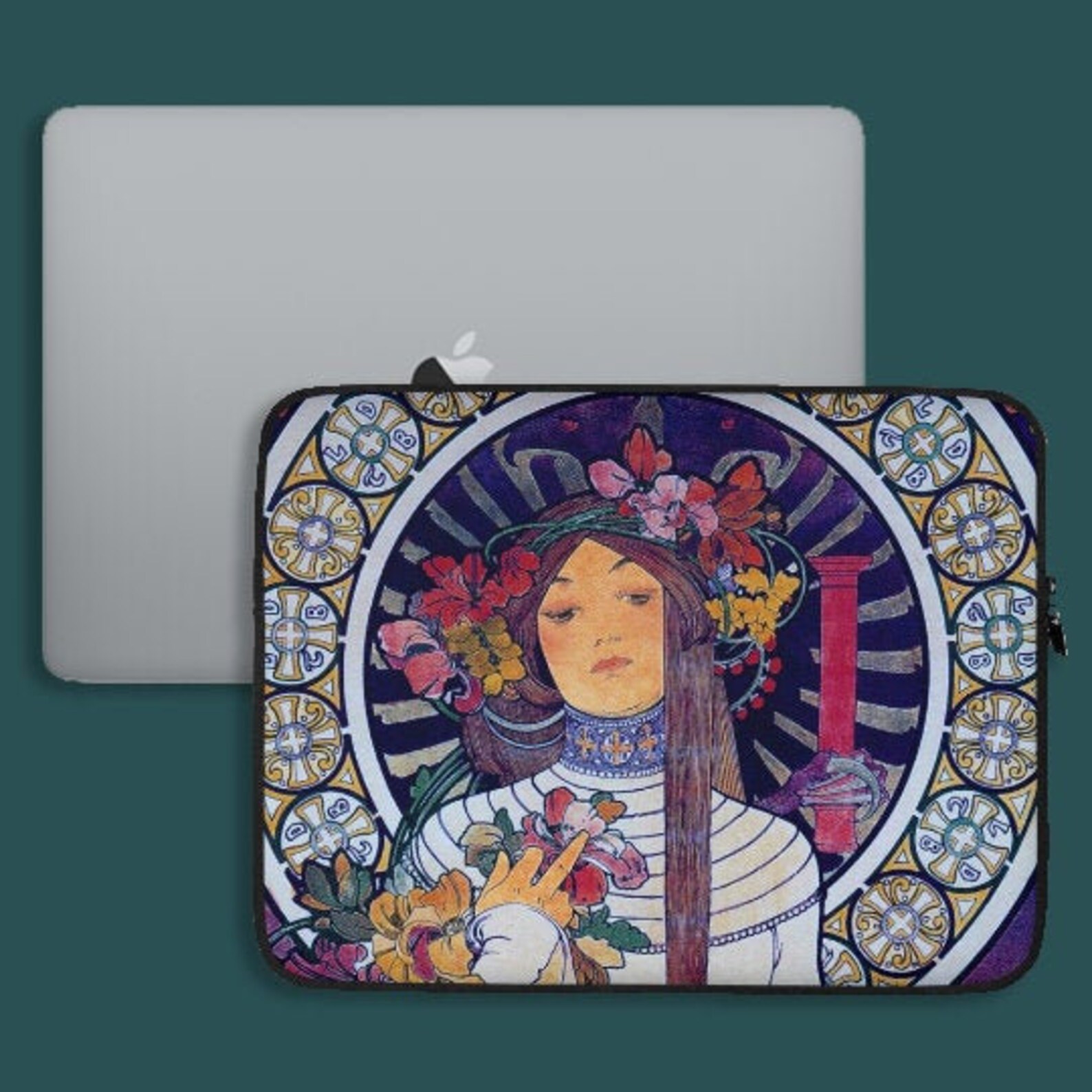 Laptop Sleeve the Trappistine 1897 by Alphonse Mucha Art Nouveau Framed ...