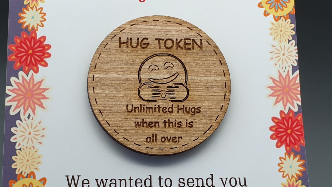 Engraved Wood Hug Token: Thinking of You Gift - Etsy