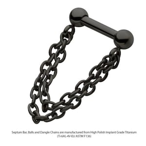 Black PVD Titanium Tier Chain | Septum Chain | Helix Chain | Black ...