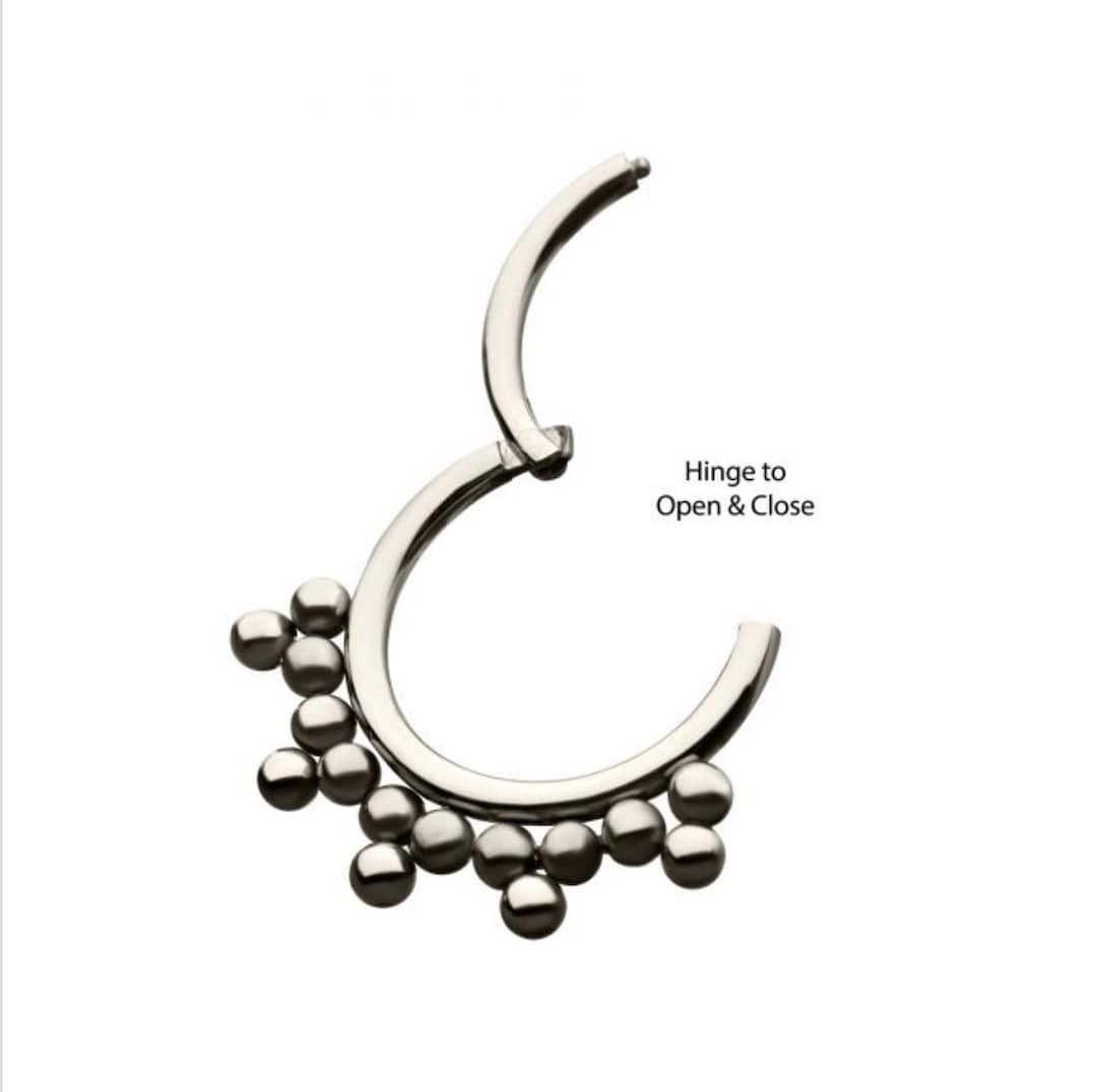 Titanium 5 Cluster Trio Beads Clicker | Septum Ring | Daith Ring ...