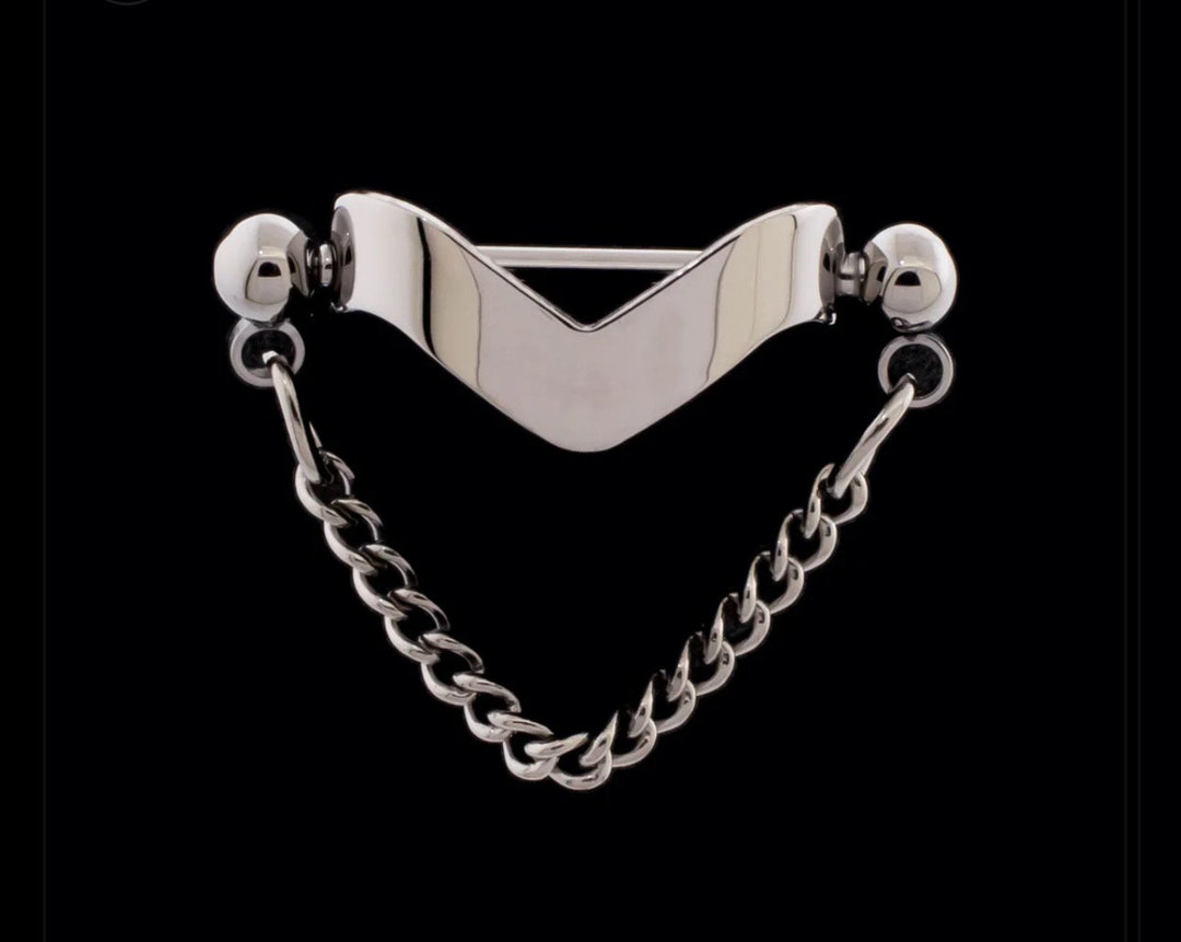 Threadless Nose Bridge V Cuff With Curb Chain | Bridge Piercing | 16 ...