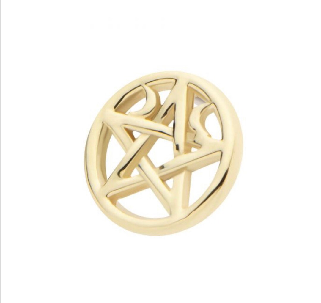 14kt Yellow Gold Threadless Crescent Moon Pentacle Top | Solid Gold ...