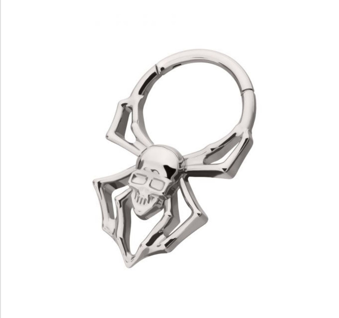 Titanium Spider Skull Front Facing Hinged Segment Clicker | Septum Ring | Septum Piercing ...