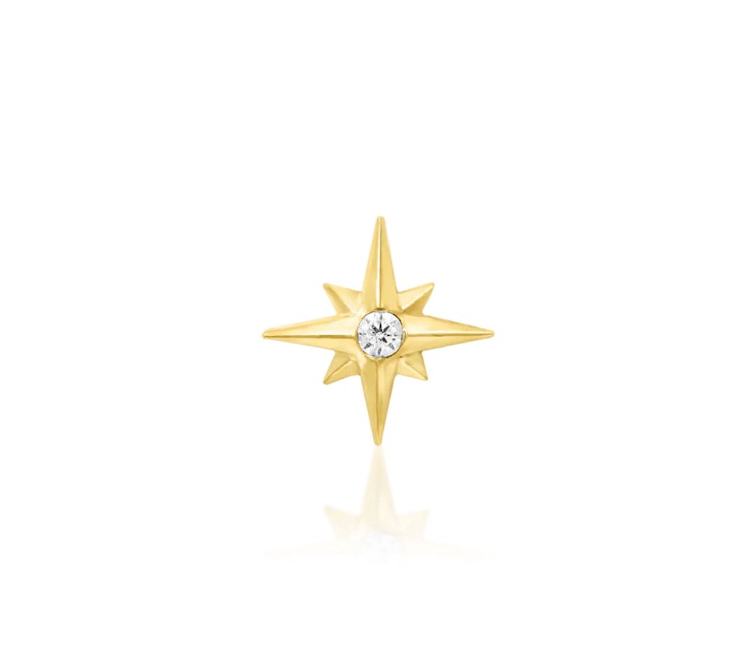 Solid Gold Threadless With Star Earring | Gold Star Earring | Nose ...