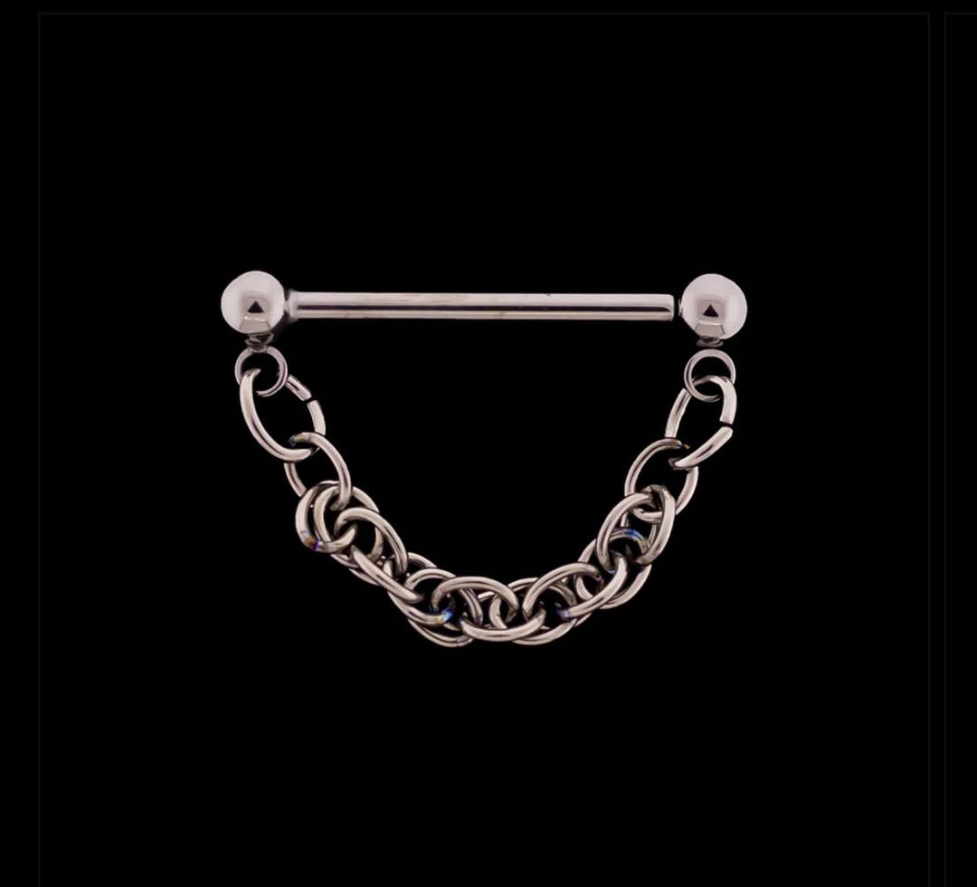 Threadless Nose Bridge Barbell With Rope Chain | Bridge Piercing | 16 ...