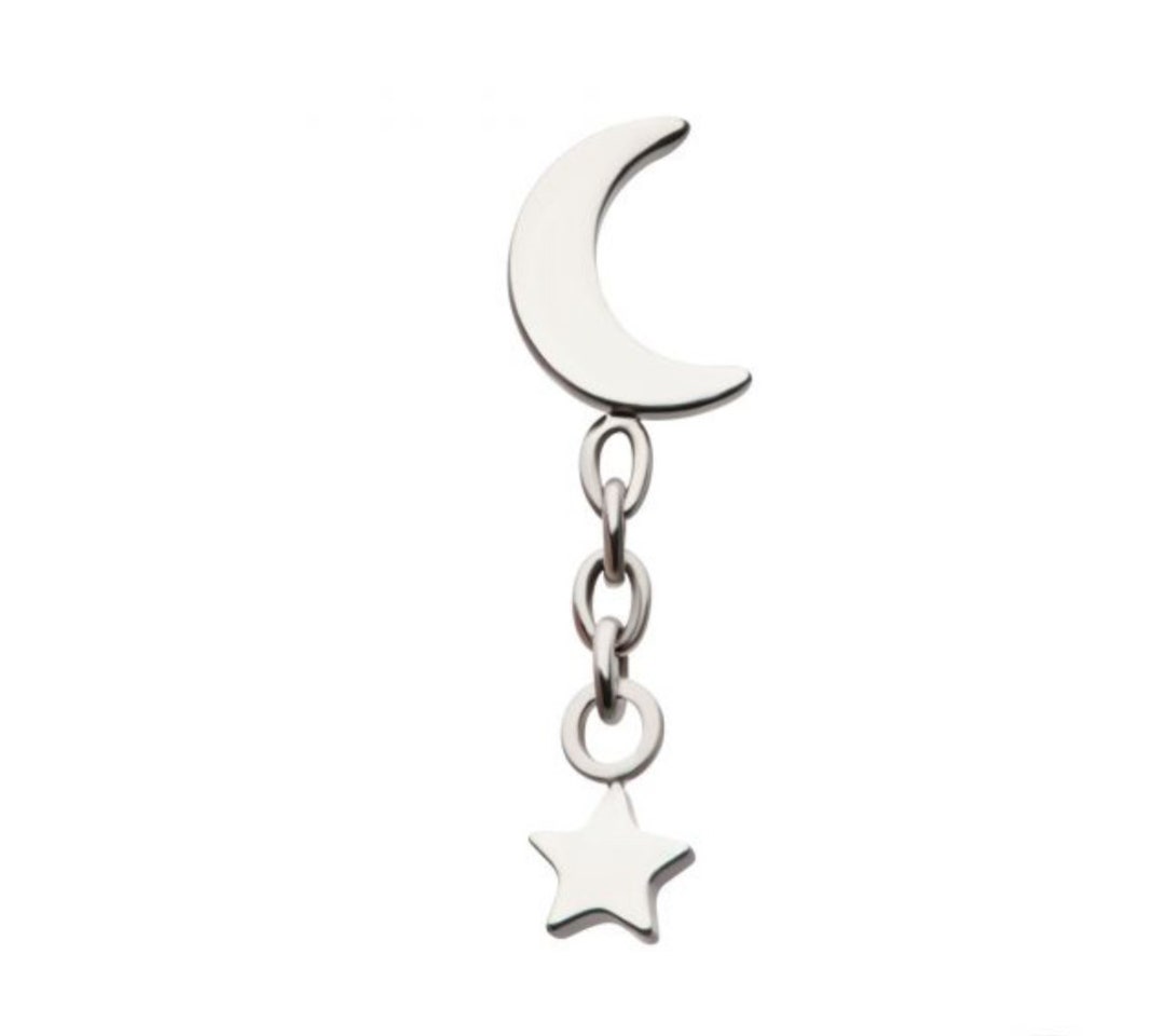 Titan Threadless Crescent Moon Top mit baumelndem Stern | Ohrhänger ...