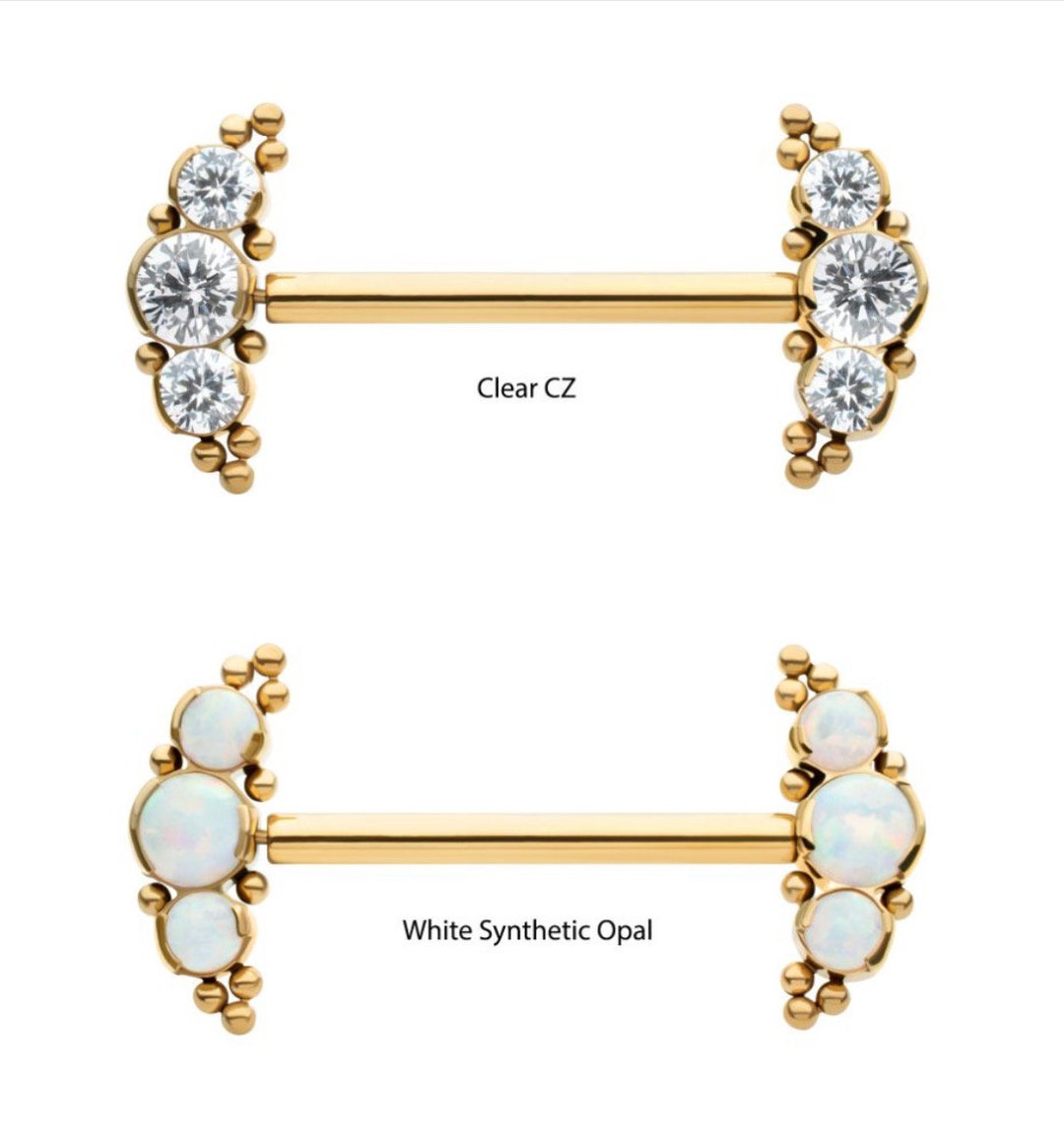 24kt Gold PVD Titanium Beads and Semi-bezel Set Round Gem/opal 3 ...