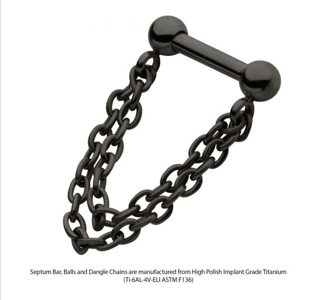 Black PVD Titanium Tier Chain | Septum Chain | Helix Chain | Black ...