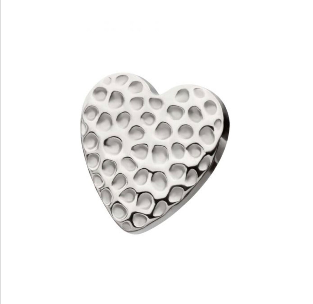 Titanium Threadless Hammered Heart Earring | Heart Jewelry | Titanium ...