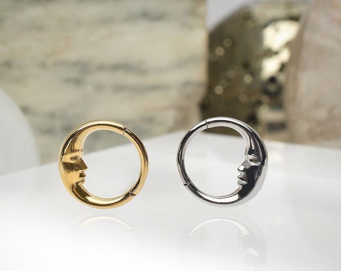 9K Gold Filled Crescent Moon Piercing Hoop: Daith, Rook, Tragus - Etsy