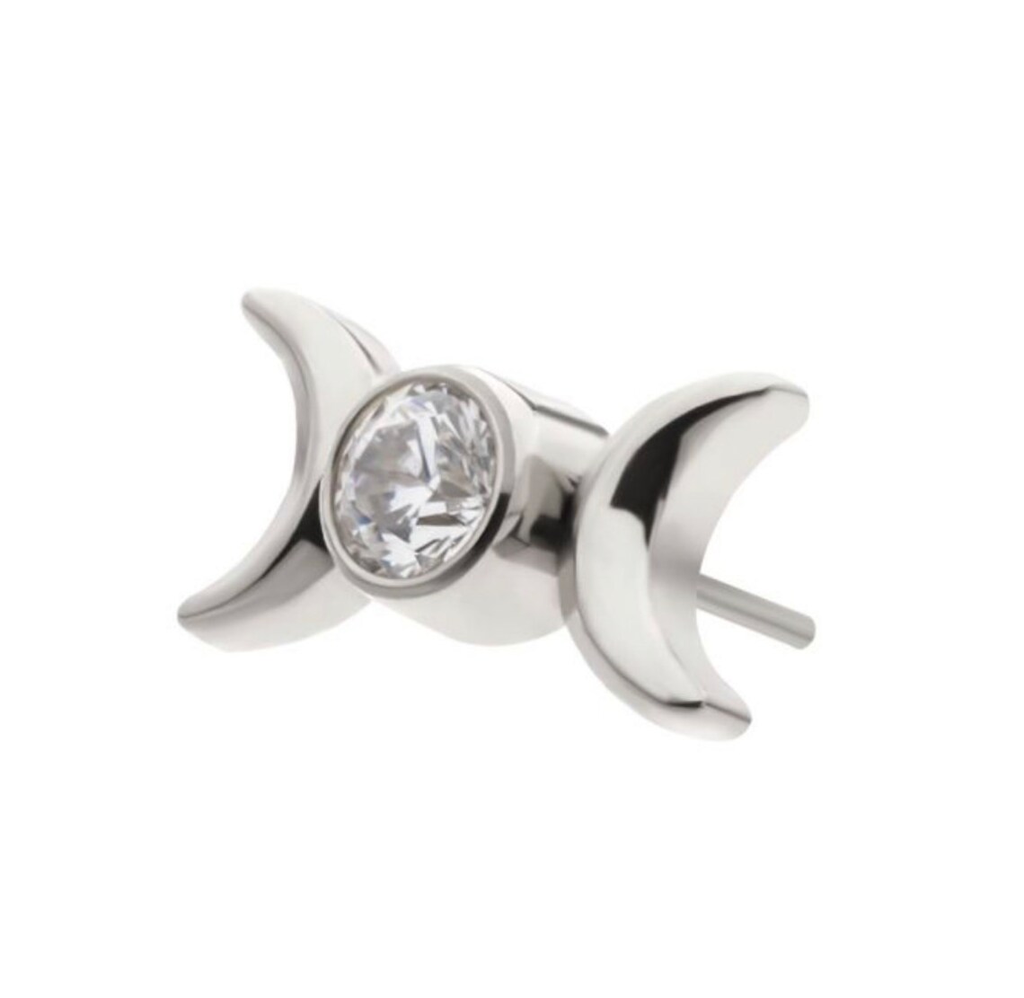 Titanium Threadless Triple Moon Phase Earring With Post | Moon Jewelry ...