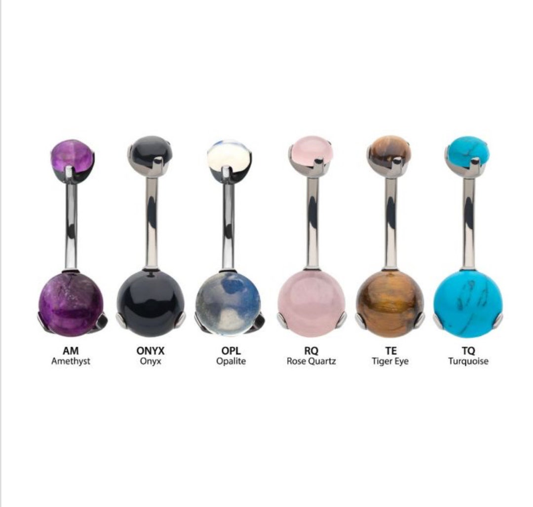 Titanium Internally Threaded With 3 Prong Set Double Stone Fixed Bottom ...