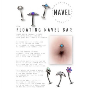 Titanium Threadless With Fixed Disk Floating Navel Bar | Floating ...