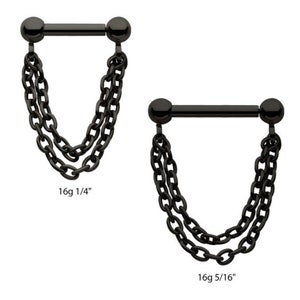 Black PVD Titanium Tier Chain Septum Chain Helix Chain Black Jewelry ...