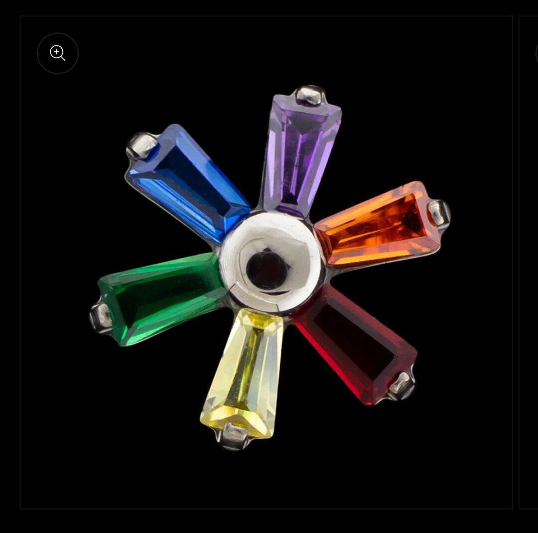 Titanium Rainbow Flower Earring | Pride Jewelry | Cartilage Piercing ...