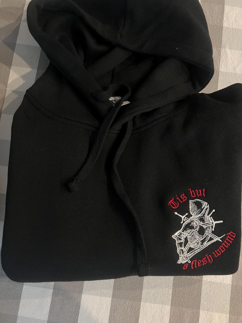 Buhurt Knight "tis but a Flesh Wound" Embroidered Hoodie Sweatshirt - Etsy