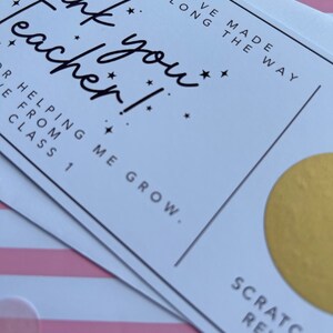 Thank You Teacher Scratch Card Voucher/personalised/special/surprise ...