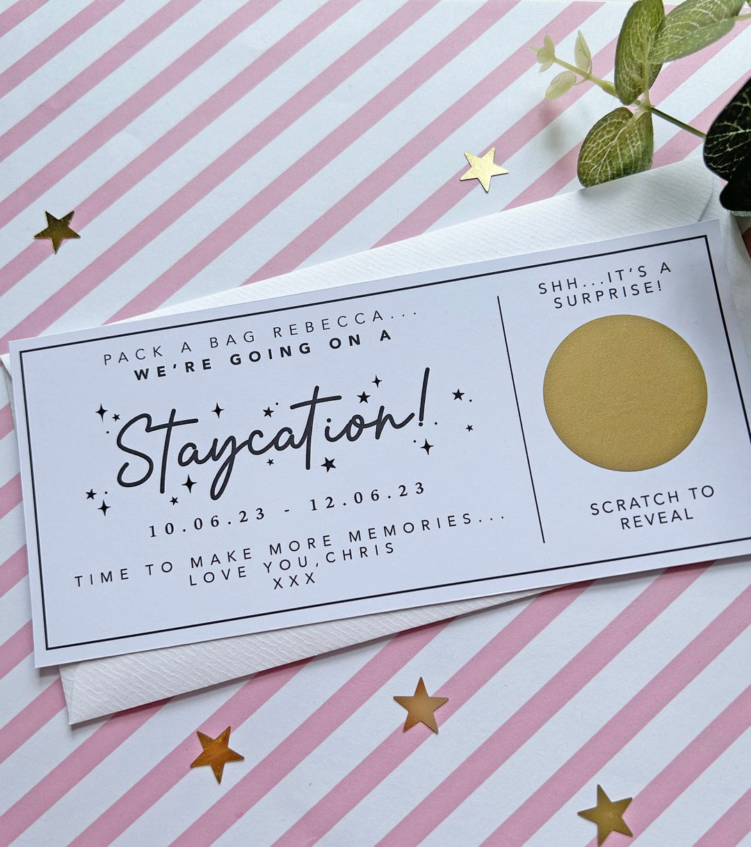 Staycation Scratch Card Gift Voucher/personalised/special/surprise ...