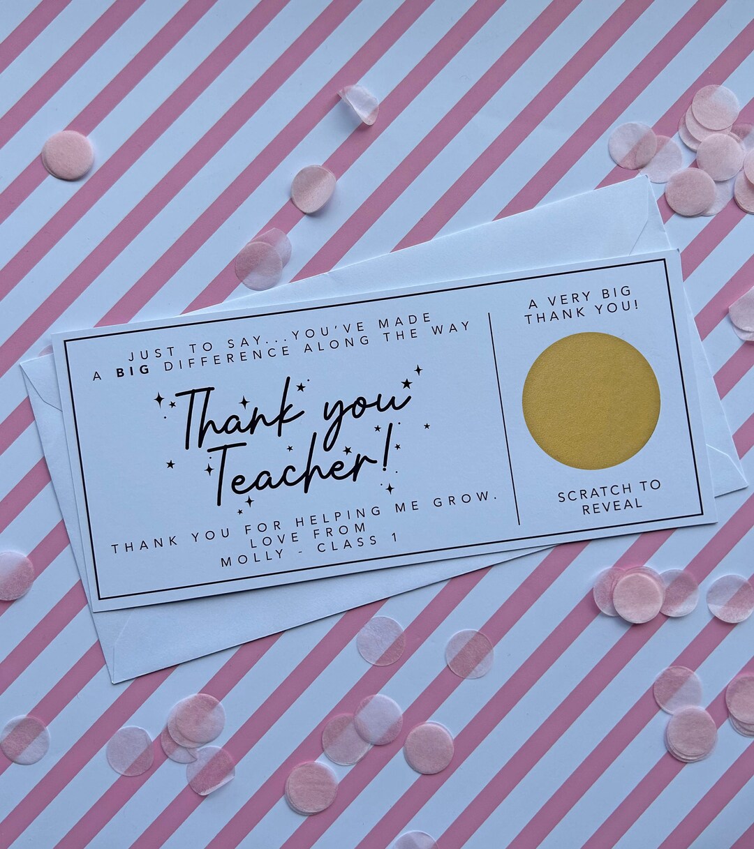Thank You Teacher Scratch Card Voucher/personalised/special/surprise ...