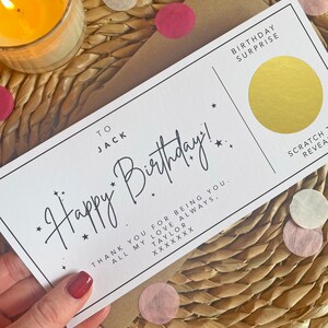 Personalised Birthday Scratch Card Gift Voucher/birthday/special ...