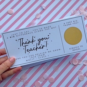 Thank You Teacher Scratch Card Voucher/personalised/special/surprise ...