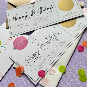 Personalised Birthday Scratch Card Gift Voucher/birthday/special ...