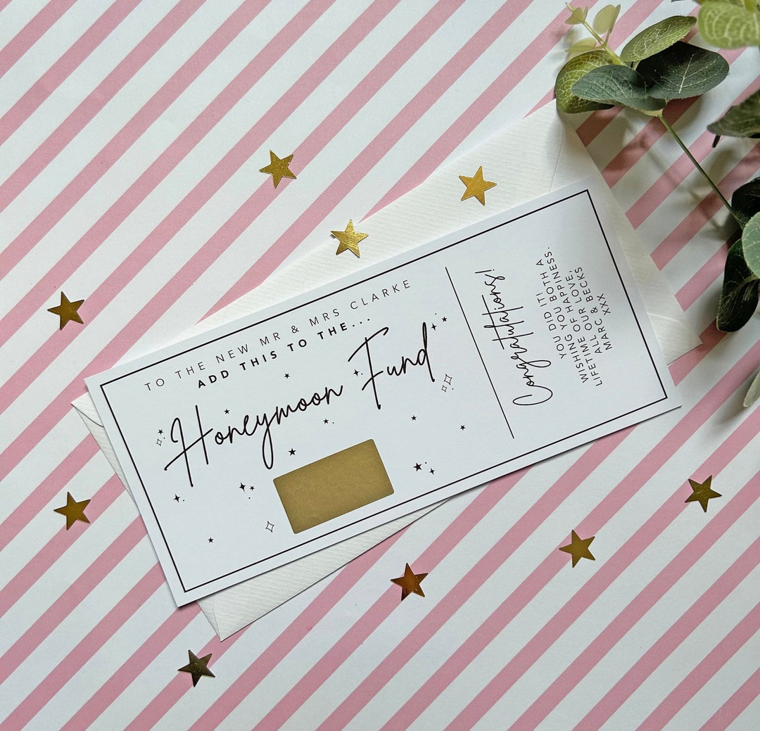 Personalised Honeymoon Fund Scratch Gift Voucher/special/surprise ...