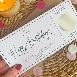 Personalised Birthday Scratch Card Gift Voucher/birthday/special ...