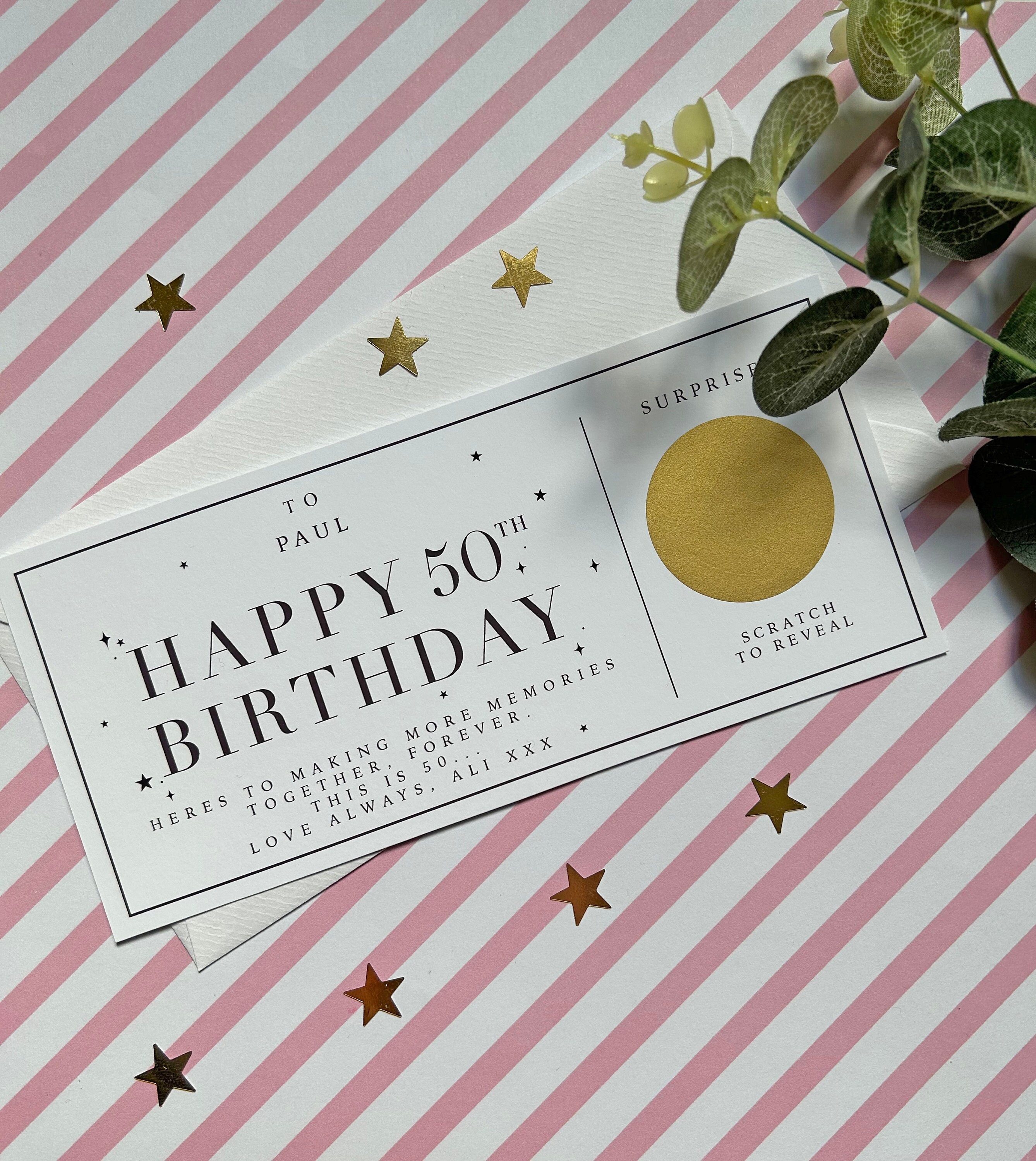 Personalised Birthday Scratch Card Gift Voucher/special/surprise/silver ...