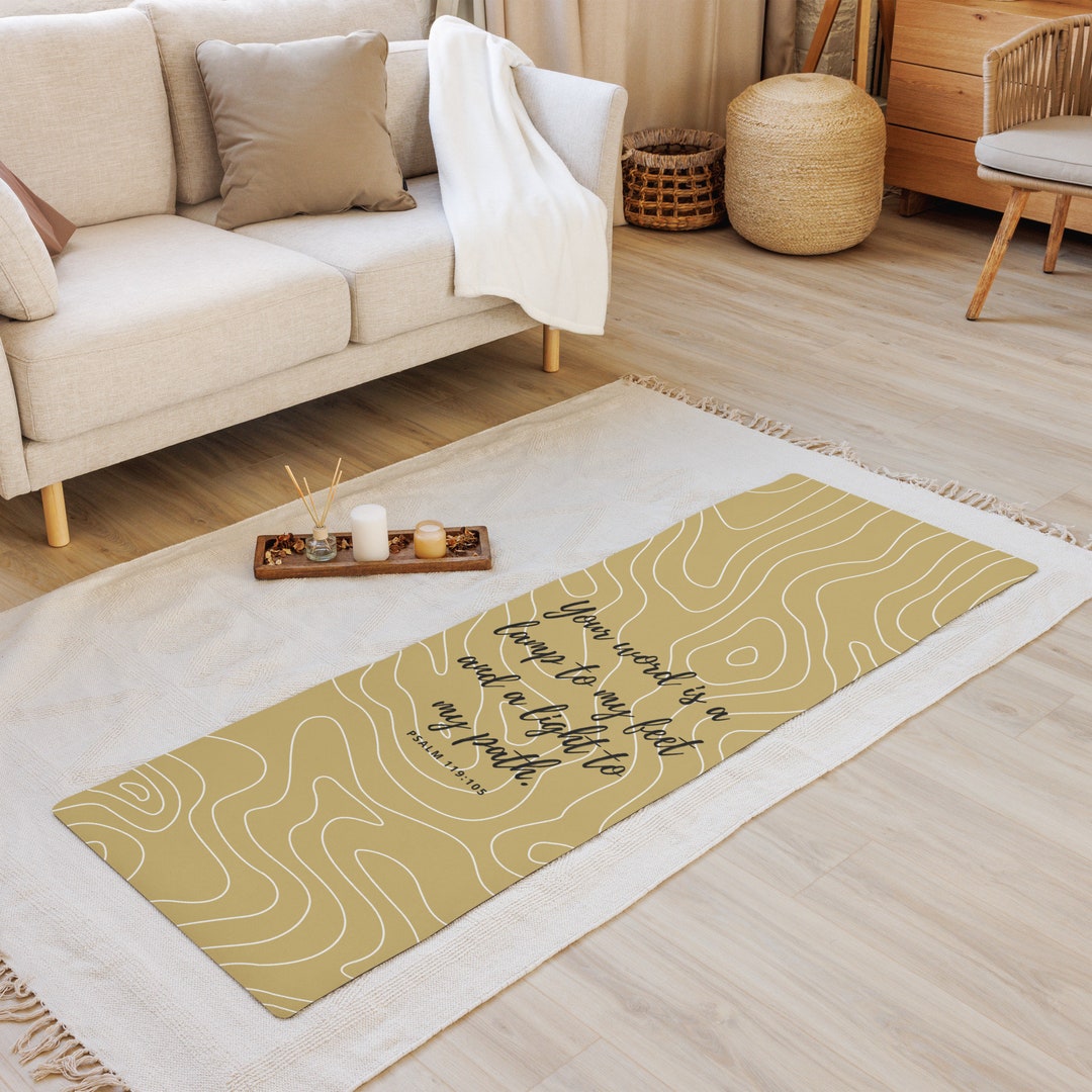 Psalm 119 Yoga Mat Lamp to My Feet Scripture Yoga Mat Yellow Mat ...