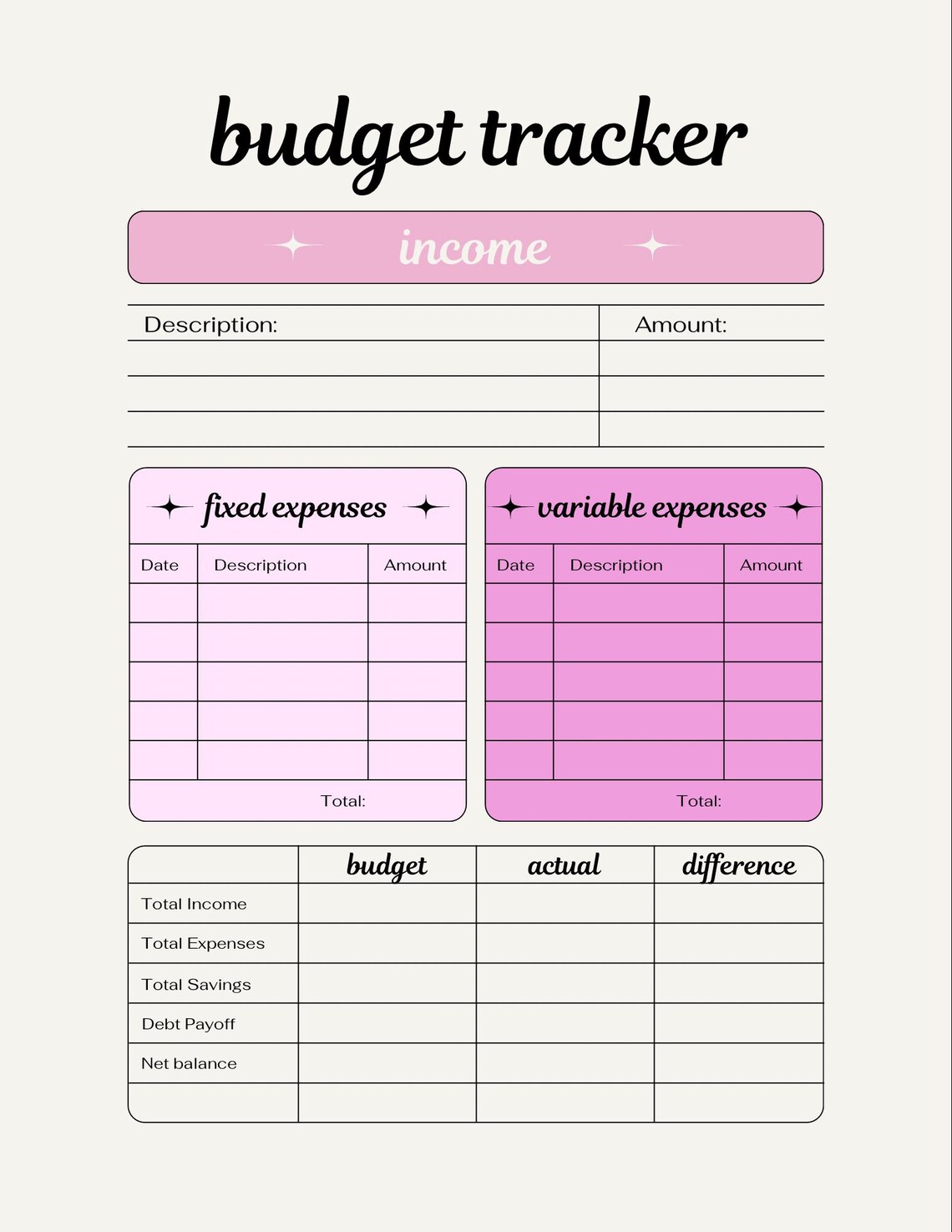 Personal Finance Budget Template Digital - Etsy