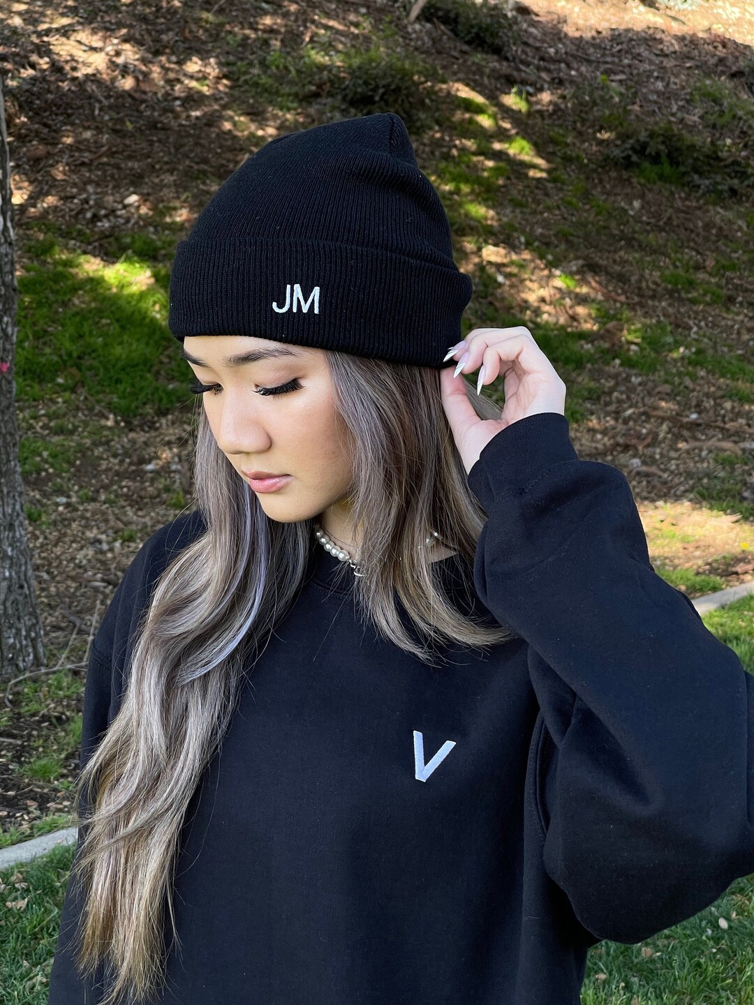 Embroidered BTS Member Initials Beanie | BTS Embroidered Cuffed Knit ...